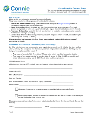 Fillable Online Commitment to Connect Form Connie Fax Email Print ...