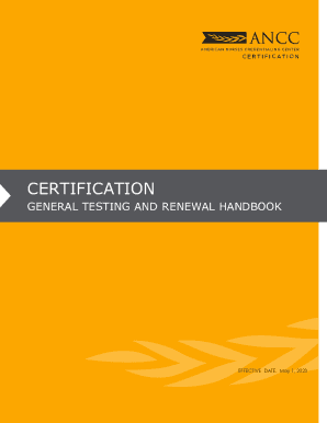 Fillable Online ANCC CERTIFICATION GENERAL TESTING AND RENEWAL HANDBOOK ...