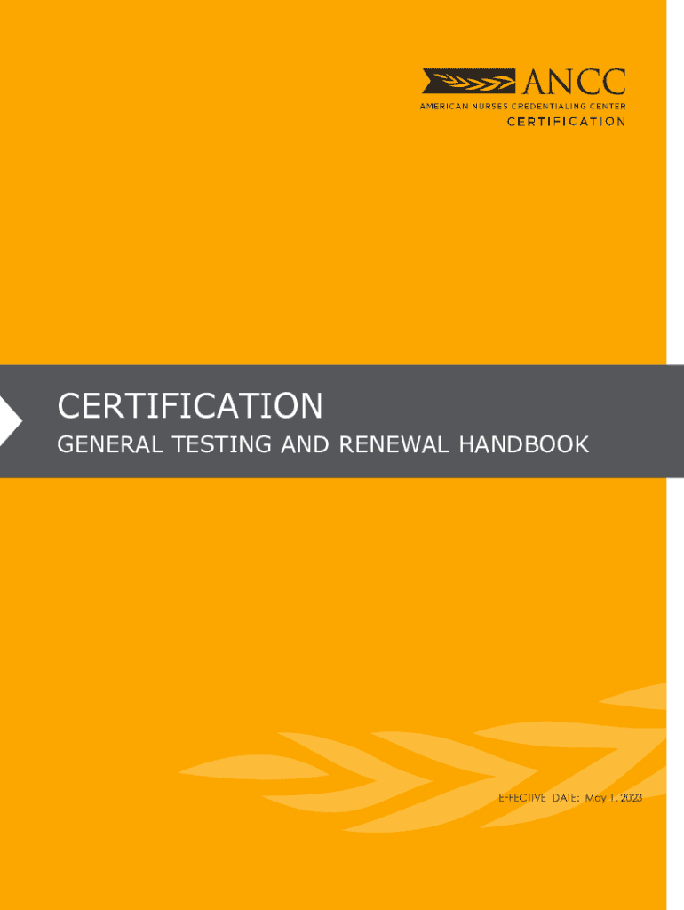 Fillable Online ANCC CERTIFICATION GENERAL TESTING AND RENEWAL HANDBOOK ...