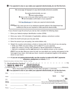 Fillable Online tax illinois 2023 IL-990-T-V, Payment Voucher for ...