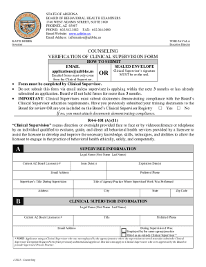 Fillable Online COUNSELING VERIFICATION OF CLINICAL SUPERVISION FORM ...