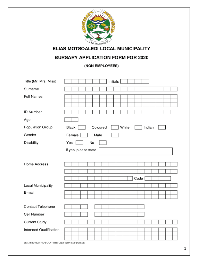 Fillable Online External Bursary Application Form.doc - ELIAS ...