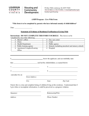 Fillable Online AMPP Program - Live-With Form *This form is to be ...