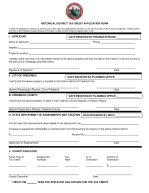 Fillable Online HISTORICAL DISTRICT TAX CREDIT APPLICATION FORM Fax ...