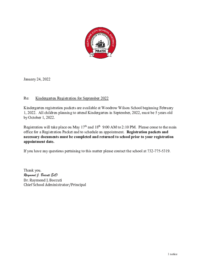 Fillable Online Dear Parents of the incoming Kindergarten class of 2035 ...