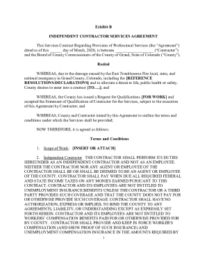 Fillable Online Exhibit B INDEPENDENT CONTRACTOR SERVICES AGREEMENT ... Fax Email Print - pdfFiller