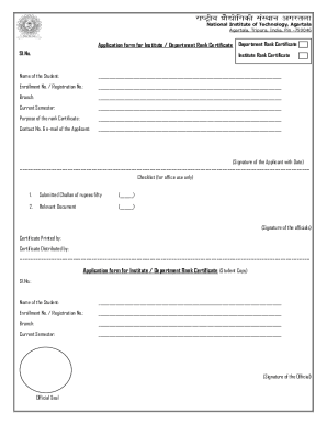 Fillable Online Application form for Institute / Department Rank ...