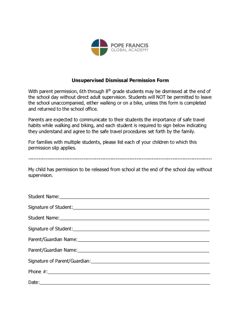 Fillable Online Unsupervised Walking Permission Form.docx Fax Email ...