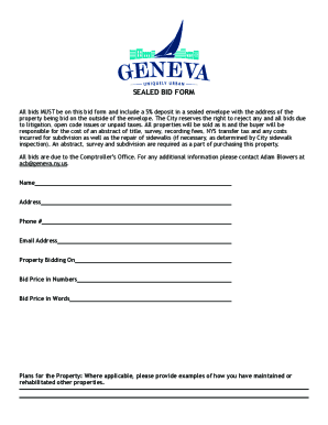 Fillable Online Instructions For Completing Sealed Bid Form Fax Email ...