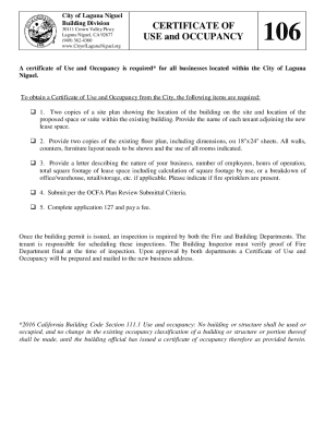 Fillable Online CERTIFICATE OF USE and OCCUPANCY Fax Email Print ...