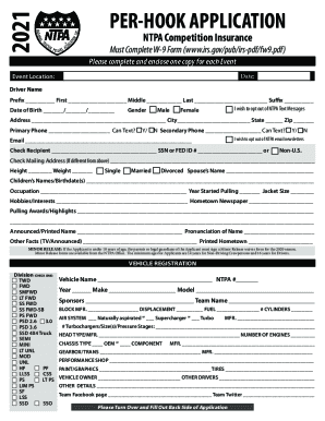 Fillable Online PER-HOOK APPLICATION Fax Email Print - pdfFiller