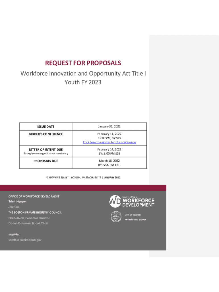Fillable Online RFP: WIOA Title I Young Adult Services Fax Email Print - pdfFiller