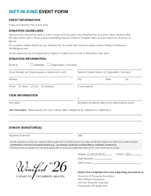 Fillable Online GIFT-IN-KIND EVENT FORM Fax Email Print - pdfFiller