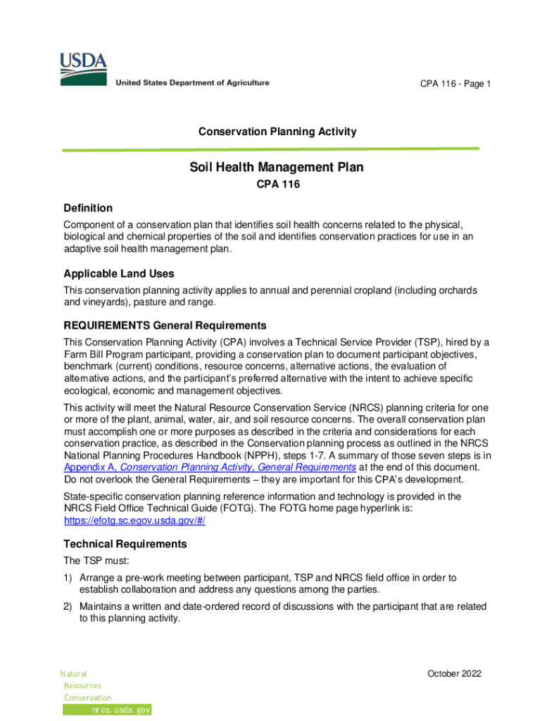 Fillable Online FY23CPA 116Soil Health Management Plan CPAFY22 ...