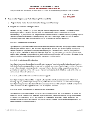 Fillable Online california state university, chico - annual program ...