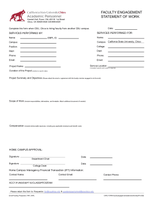 Fillable Online Faculty Engagement Statement of Work Form (PDF) Fax ...
