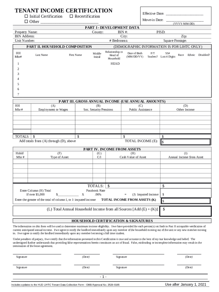 instructions for completing - income certification Doc Template | pdfFiller