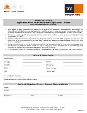 Fillable Online Application Form for an Individual Ship Station Licence ...