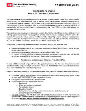 Fillable Online CSULB - Trustees' Award for Outstanding Achievement - Current ... Fax Email ...