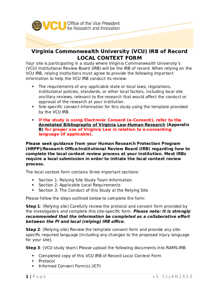 section 2to be completed by the relying site's irb - research vcu Doc Template | pdfFiller