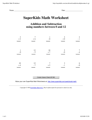 Fillable Online ciei colorado SuperKids Math Worksheet Creator ...