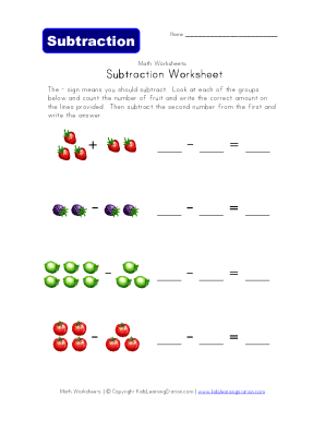Fillable Online Subtraction Math Worksheet - Fruit. Printable ...