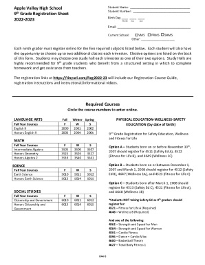 Fillable Online Enrolling Your Student - Apple Valley High School ...