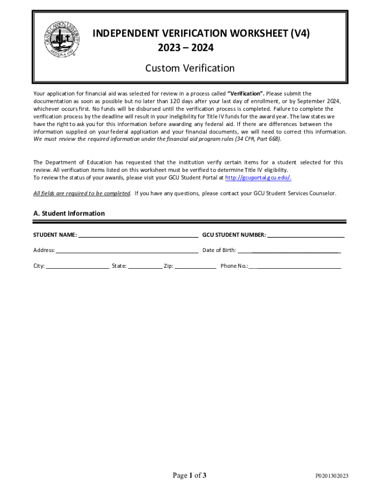 Fillable Online 2023-2024 V4 VERIFICATION WORKSHEET Fax Email Print - pdfFiller