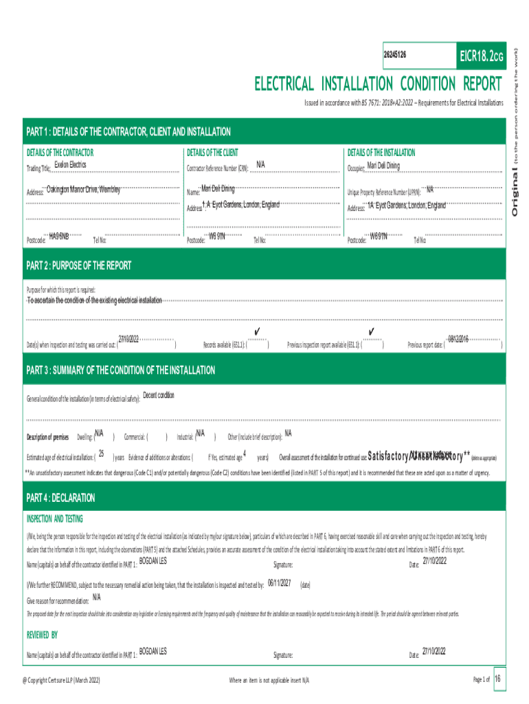 Eicr Pdf - Fill Online, Printable, Fillable, Blank | pdfFiller