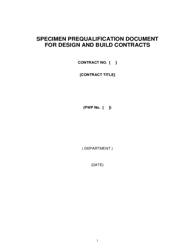 Fillable Online SPECIMEN PREQUALIFICATION DOCUMENT Fax Email Print - pdfFiller