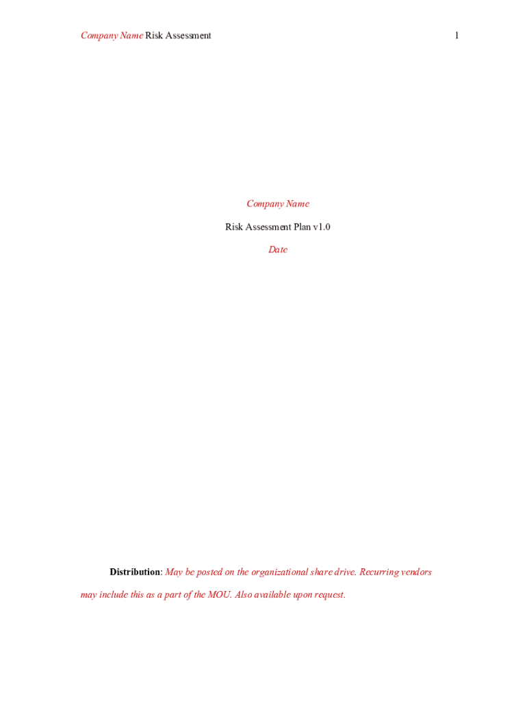 Fillable Online Risk Assessment Plan - Template.docx Fax Email Print ...
