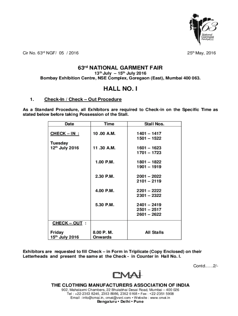 Fillable Online CMAI: The Clothing Manufacturers Association Of India ...