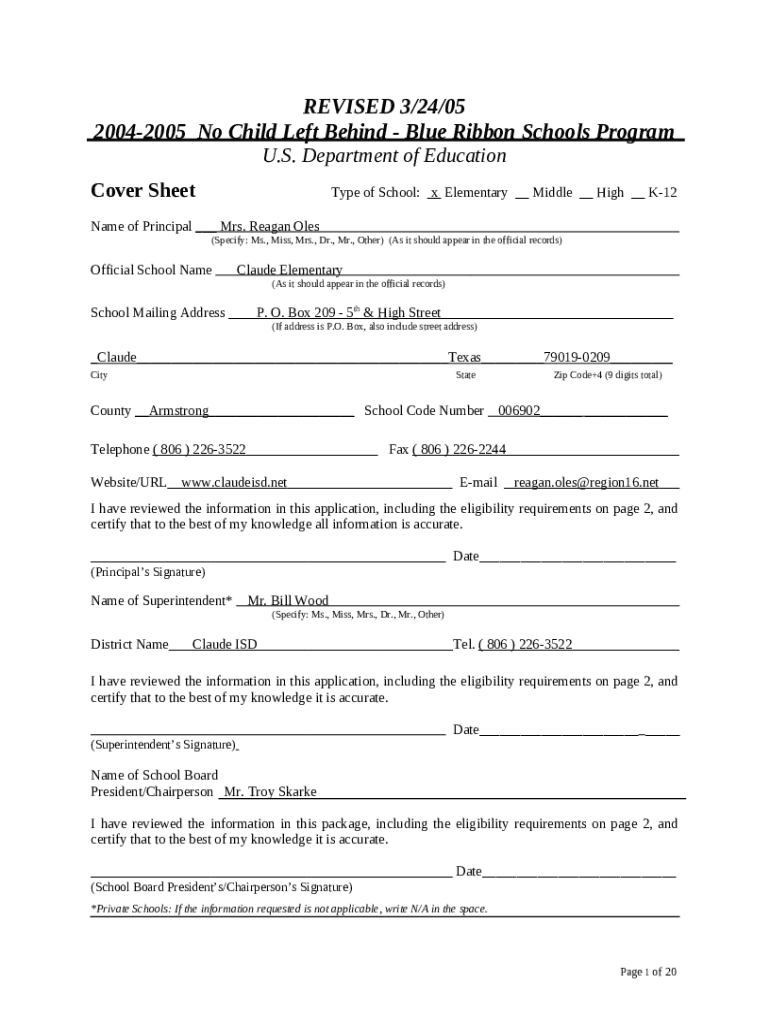 Claude Elementary School -- Application - www2 ed Doc Template | pdfFiller