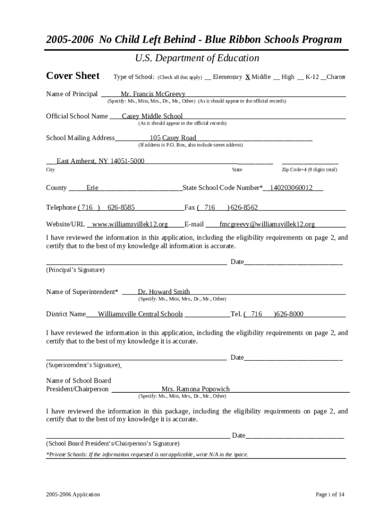 Cover SheetType of School:(Check all that apply) ElementaryX Middle ...