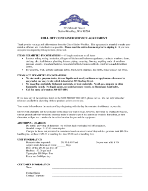 Fillable Online 2023 ROLL-OFF CONTAINER SERVICE AGREEMENT Fax Email ...