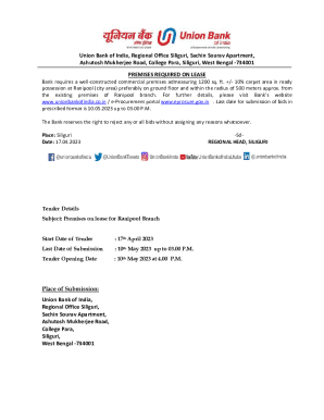 Fillable Online Premises on lease for Ranipool Branch Fax Email Print ...