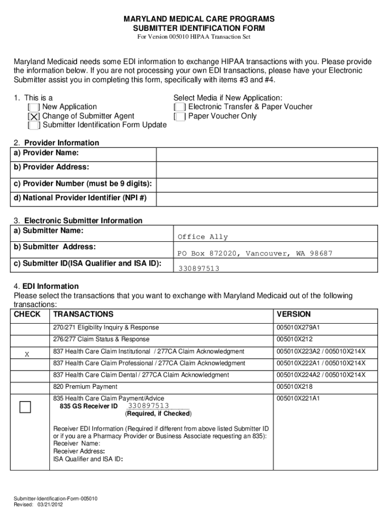 Fillable Online Fillable MEDICAID MARYLAND PART A (MCDMD) PRE ... Fax ...