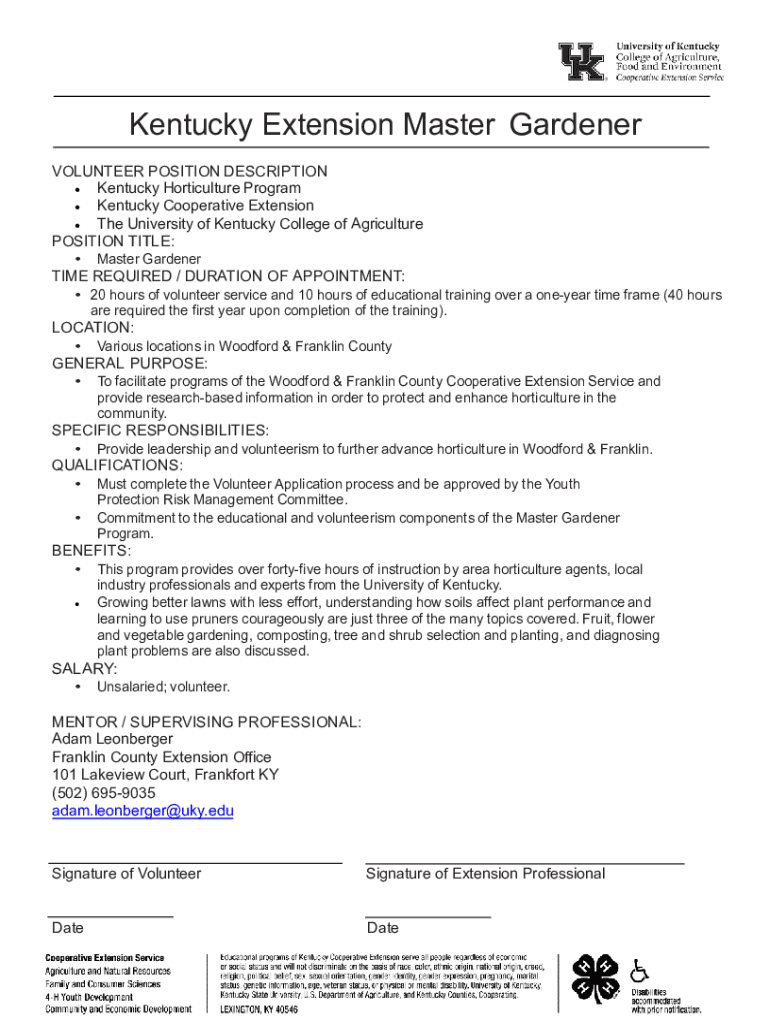 Fillable Online woodford ca uky Guidelines for the Kentucky Extension ...