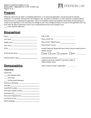 Fillable Online Application Instructions - College of Law Fax Email ...