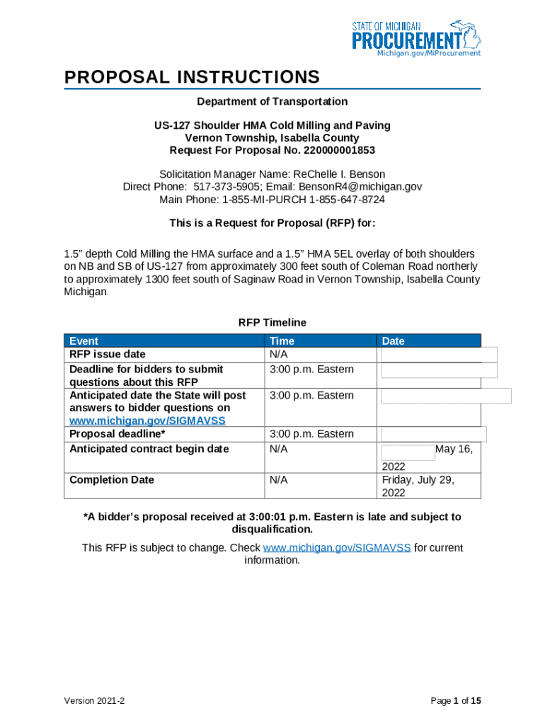 Proposal Instructions/Confidential Treatment and Vendor Questions ...