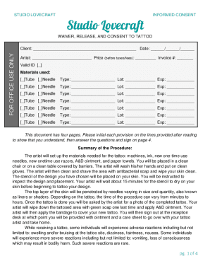 Fillable Online Tattoo Consent Form Template Fax Email Print - pdfFiller