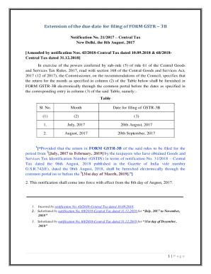 Fillable Online Extension of the due date for filing of FORM GSTR 3B ...