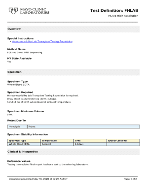 Fillable Online The HLA System: Genetics, Immunology, Clinical Testing ...