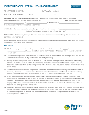 Fillable Online Concord Collateral Loan Agreement Fax Email Print ...