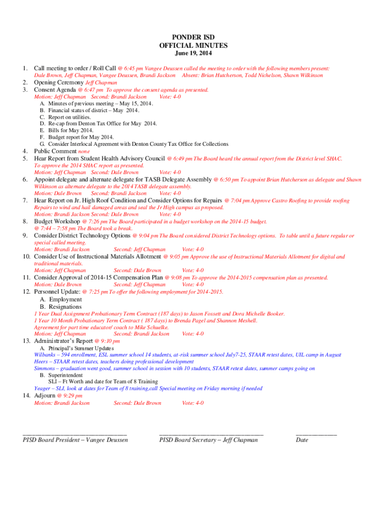 Fillable Online Dale Brown, Jeff Chapman, Vangee Deussen, Brandi ...