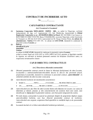 Fillable Online CONTRACT DE INCHIRIERE AUTO Fax Email Print - pdfFiller