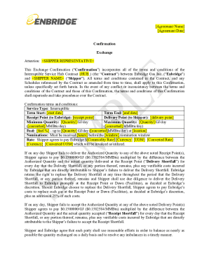 Fillable Online Enbridge Gas Confirmation Exchange HUB Contract Fax ...