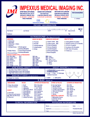 Fillable Online Impexxus Oshawa X-Ray and Ultrasound Services Fax Email ...