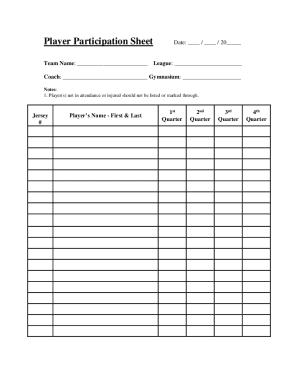 Fillable Online Player Participation Sheet Fax Email Print - pdfFiller
