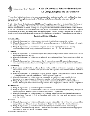 Fillable Online Code of Conduct & Behavior Standards for All Clergy ...